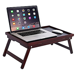 BIRDROCK HOME Bamboo Lap Tray with Black Top - Work from Home - Foldable Breakfast Serving Bed Tray - Lap Desk with Wide Tilting Top - Laptop Computer Stand for Couch Bed Chair - TV Tray
