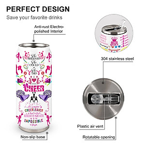 YOPIGOT Cheerleader Tumbler Gifts,Cheerleader Gifts For Girls Women,Cheerleading Gifts,Cheer Gift Ideas,Cheer Gifts,Cheer Girl Gifts,Gifts For Cheerleader Stainless Steel Tumbler 17oz
