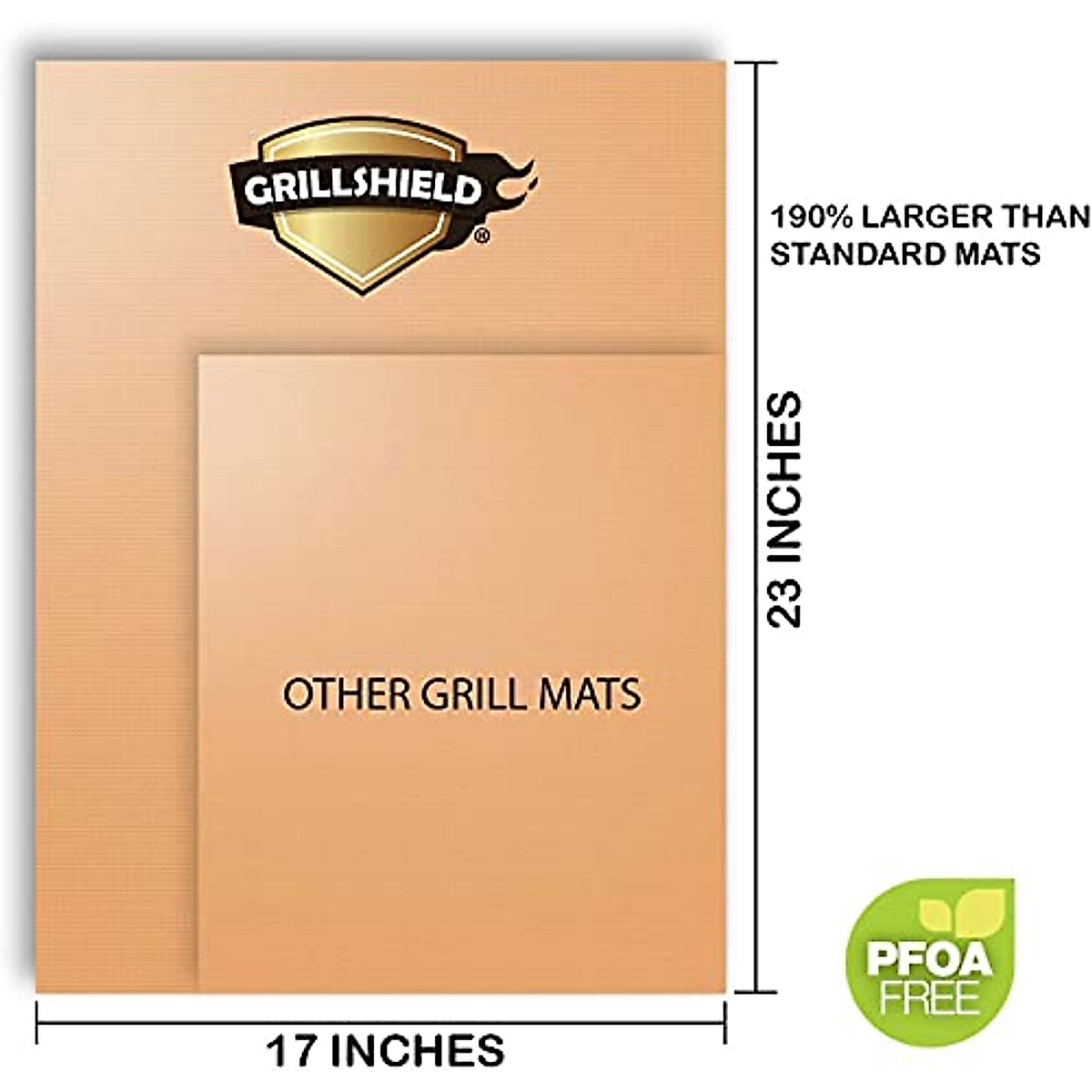 GrillShield - 2 Extra Large Copper Grill and Bake Mats - Best Gift - 17 X 23 inches Non Stick Mats for BBQ Grilling & Baking, Reusable and Easy to Clean