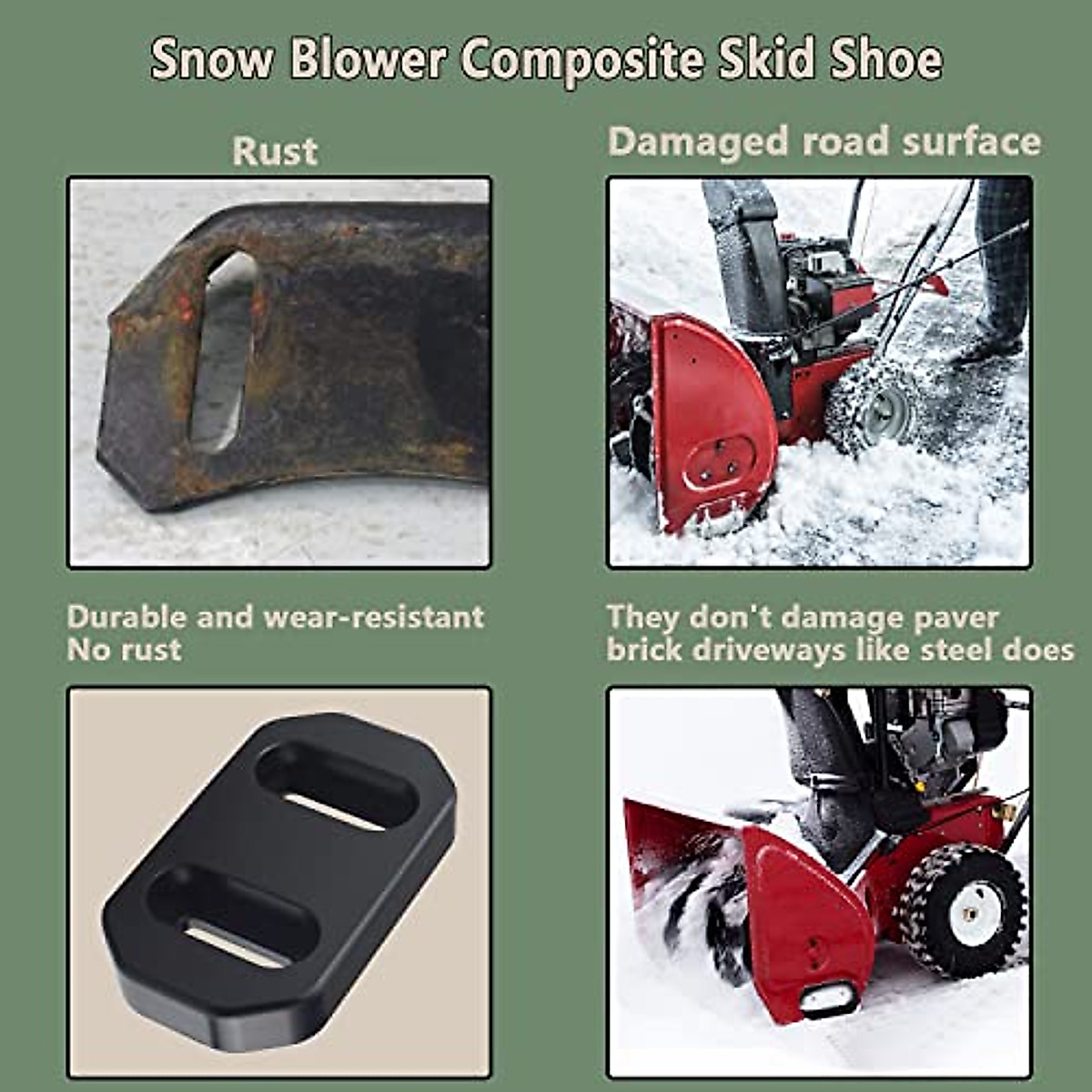 EZYPAK 2 Pack 106-4588-01 Snowblower Composite Skid Shoe - Compatible with Toro 106-4588-01 A107BD - Fits Model: 726, 826, 828, 926,37770, 37771, 37772, 38595 Snowblowers