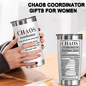 YXOTJHS Chaos Coordinator Tumbler, Chaos Coordinator Gifts for Women Boss Lady Coworker Manager Teacher Assistant Mom-Thank You Gifts, Birthday Gifts for Women-20 Oz Stainless Steel Tumbler
