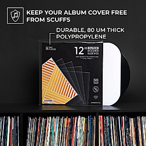 BIG FUDGE 50x Vinyl Record Sleeves 12" LP | Durable & Wrinkle-Free Outer Sleeves | Crystal Clear & High-Density Polypropylene | 3 mil Thick, 12.75” x 12.75” | Fits Most Gatefolds and Double LPs