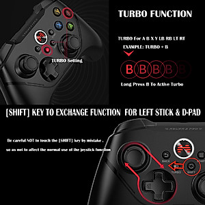 BEITONG Asura 2 Pro PC Gaming Controllers 2.4G Wireless Dual Vibrate Gamepad Joystick For Windows 7 8 10 11,Android TV,Steam,Simulater,Advanced M Buttons/Hall Effect Trigger (Black)