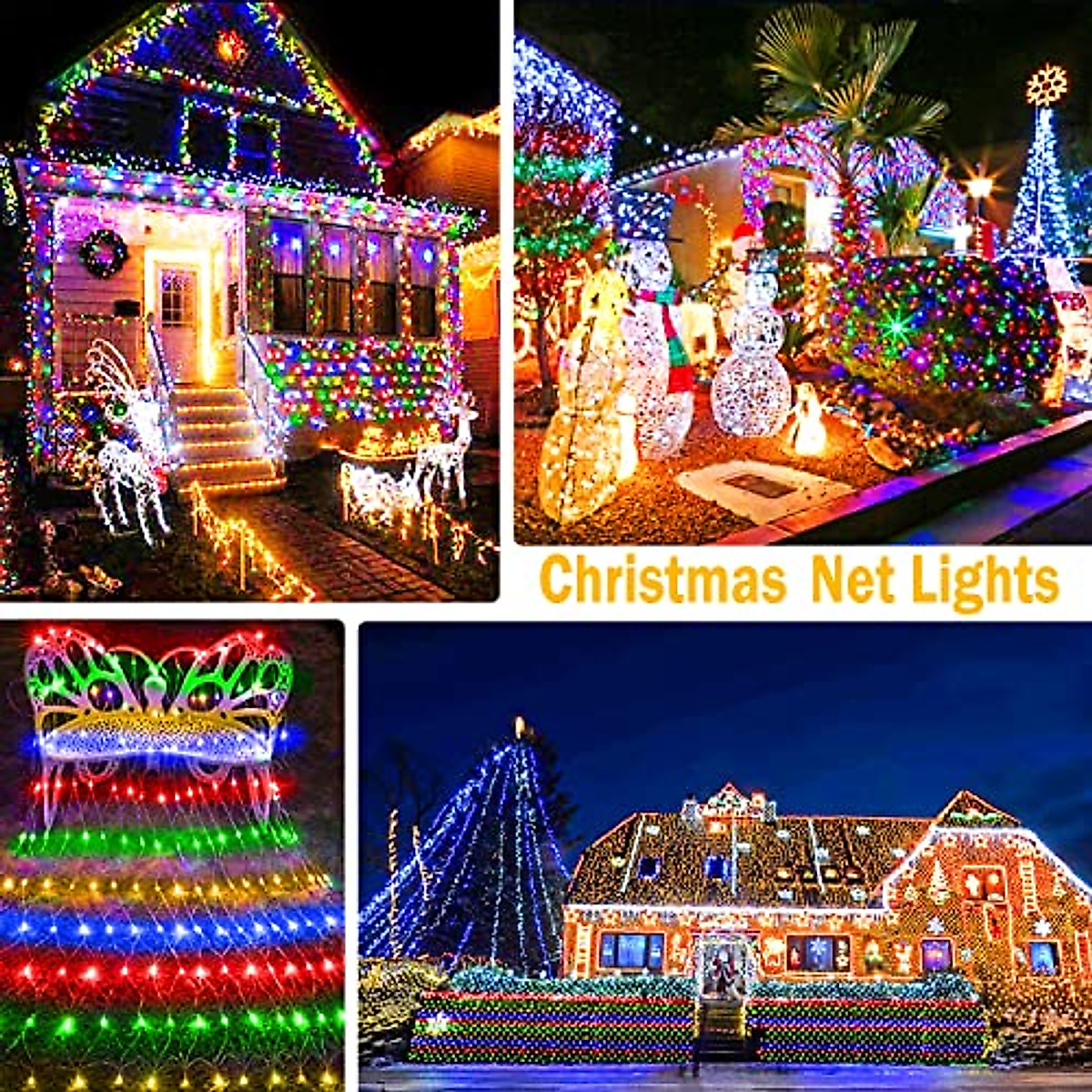 KNONEW Christmas Net Lights 360 LEDs 13ft x 6.6ft Outdoor Mesh Lights Connectable Waterproof 8 Modes & Timer Remote Plug-in Net Fairy Lights for Bushes Garden Party Wedding Holiday,Multicolor