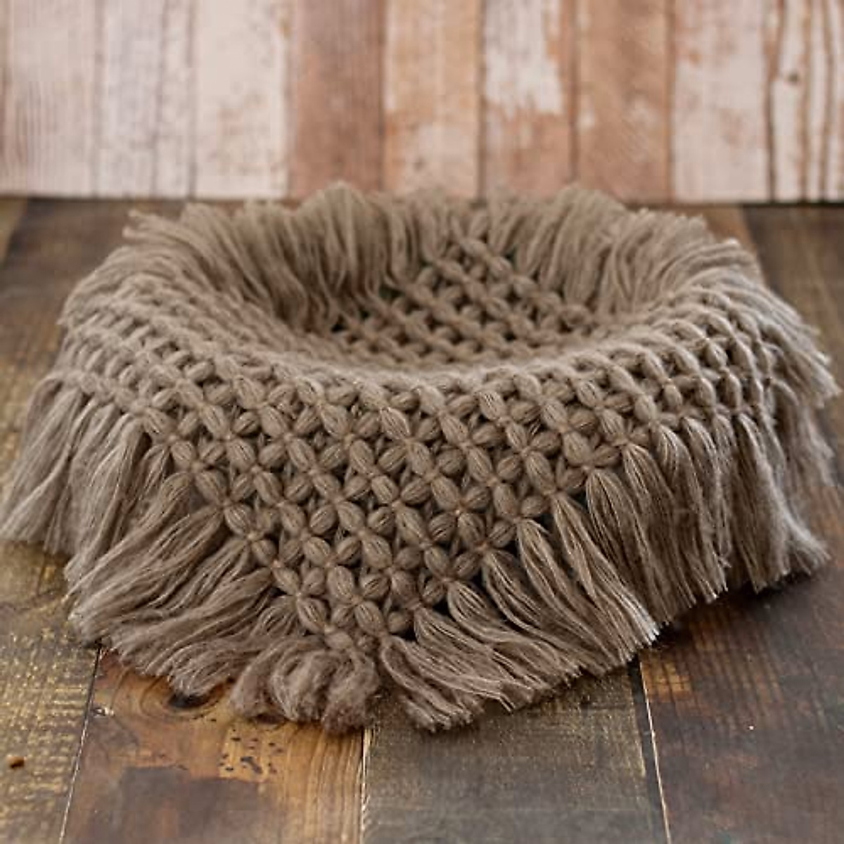 Coberllus Newborn Baby Photo Props Blanket Handmade Knitted Twist Wrap Posing Aid Backdrops for Boy Girls Photography Shoot (Soft Brown)