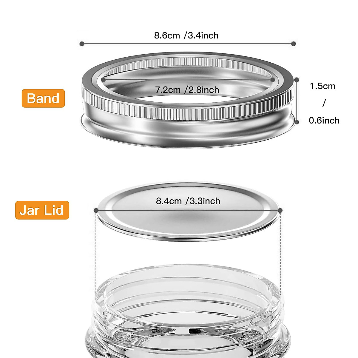 100Pcs/50 sets Canning Jar Lids and Rings Wide mouth, Split-type Lids with Silicone Seals Rings Leak Proof and Secure Canning Jar Caps