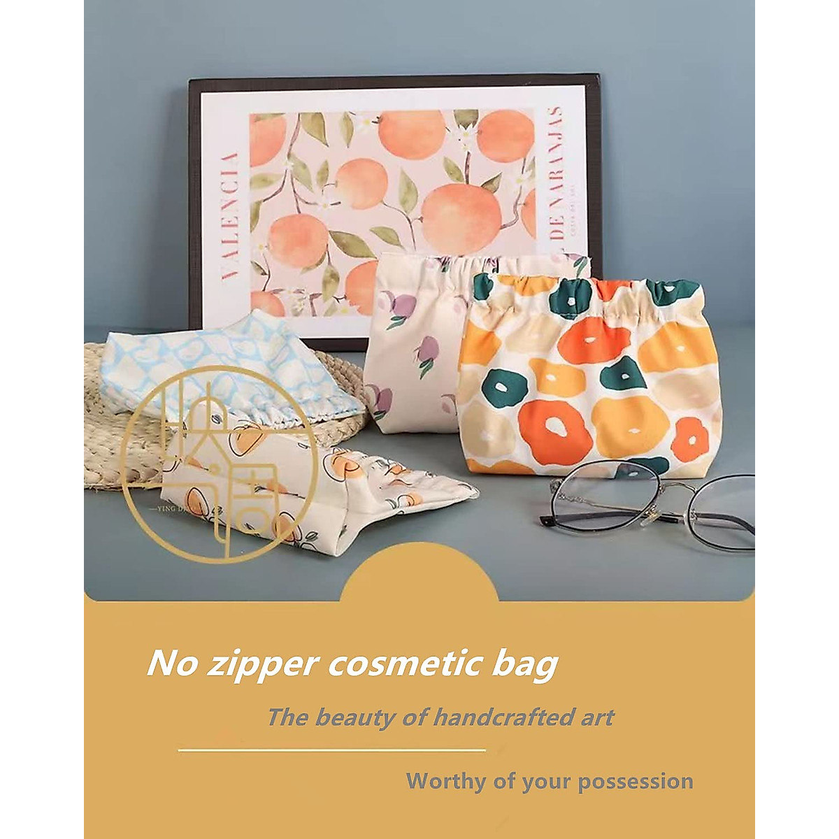 Gepehoho Small Makeup Bag for Purse, 3pcs Waterproof Mini Pouch, No Zipper Self-closing Travel Kit Storage Bag for Women & Girl (A)