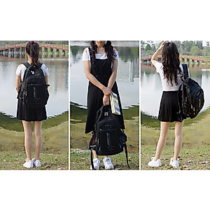 JSAHAH Backpacks Bookbag Casual Shoulder Daypack Travel Back Pack Black Blue