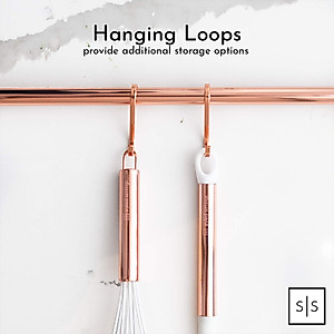 White and Copper Kitchen Utensils - 18 PC Copper Cooking Utensils Set Includes Copper Utensil Holder, White & Copper Measuring Cups and Spoons, Rose Gold Kitchen Utensils - Copper Kitchen Accessories