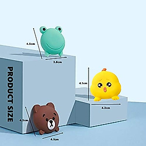 Door Handle Bumper 8 PCE Self-Adhesive Cartoon Animals Wall Protector Door Knob Wall Shield Rubber Buffer Crash Pads Door Stoppers for Furniture Glass Table, Bear Deer Frog Cat Chicken & White Cloud