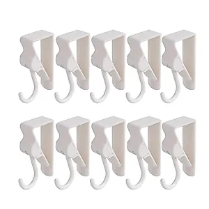 Saim 10Pcs Plastic Hooks Clip Design Firm Hanger ABS Smooth and Bright Suitable for Bathroom Kitchen Bedroom Offices