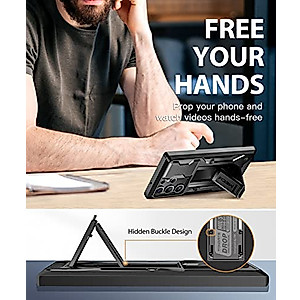 Tongate Compatible with Samsung Galaxy S23 Ultra Case with Slide Camera Cover & Kickstand, [10FT Military Drop Protection] Rugged Shockproof Phone Case for Galaxy S23 Ultra 5G 6.8 Inch, Black