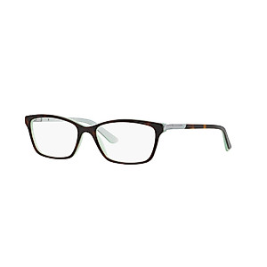 Ralph by Ralph Lauren Women's RA7044 Cat Eye Prescription Eyewear Frames, Shiny Havana On Aquamarine/Demo Lens, 52 mm