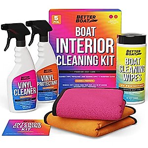 Ultimate Boat Interior Cleaning Kit Boat Cleaner Products Marine Vinyl Protectant Boat Vinyl Cleaner for Boat Seats Wipes & Microfiber Cloths Pontoon Boat Accessories Jetski Car & RV Care Supplies