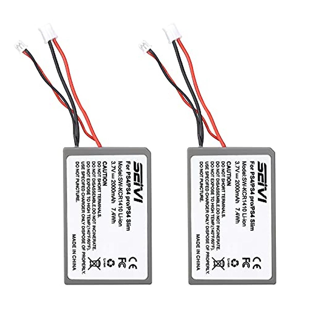 SEIVI [2 Pack 2000mAh LIP1522 Replacement Battery Compatible with Playstation 4 PS4 Dualshock 4 CUH-ZCT1E CUH-ZCT1H CUH-ZCT1U Wireless Controller (Big and Small Plug)