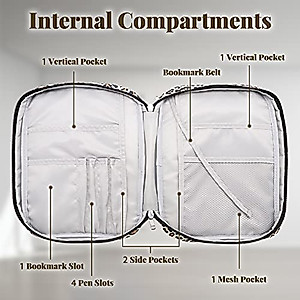 Sambois Bible Covers for Women, Bible Case for Girls Multi-Pocket Storage Organizer with Handles, Large Size Bible Carrying Bag, Bible Cover Book Cover to Study Bible(Leopard)