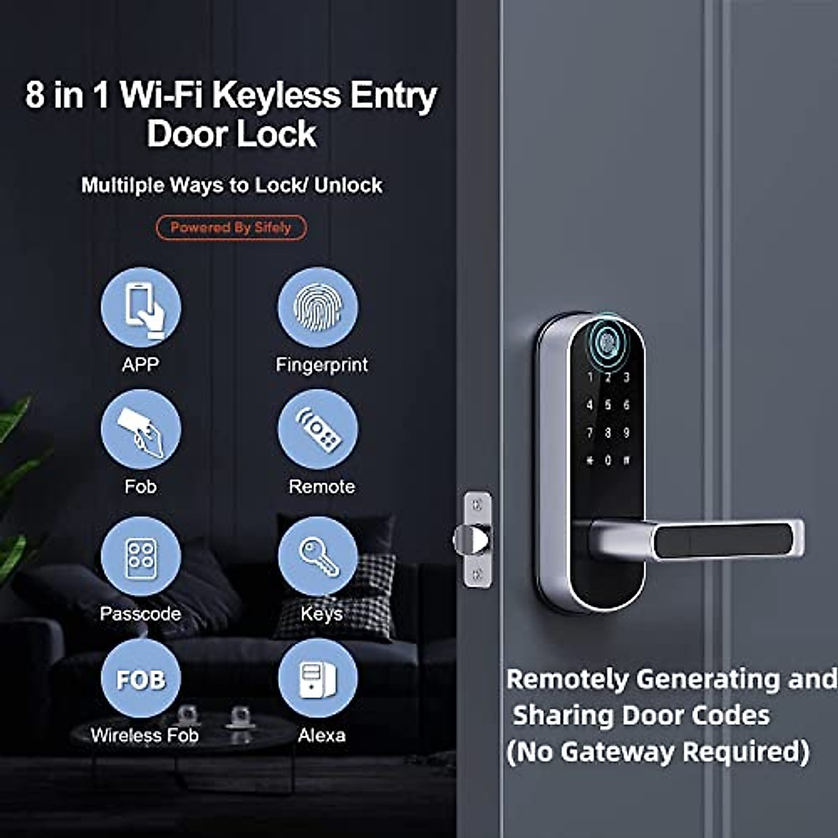 Dermum Smart Lock, Keyless Entry Door Lock, Smart Door Lock, Smart Lock for Front Door, Door Lock with Keypad, Fingerprint Door Lock, Biometric Door Lock, Digital Door Lock with Handle