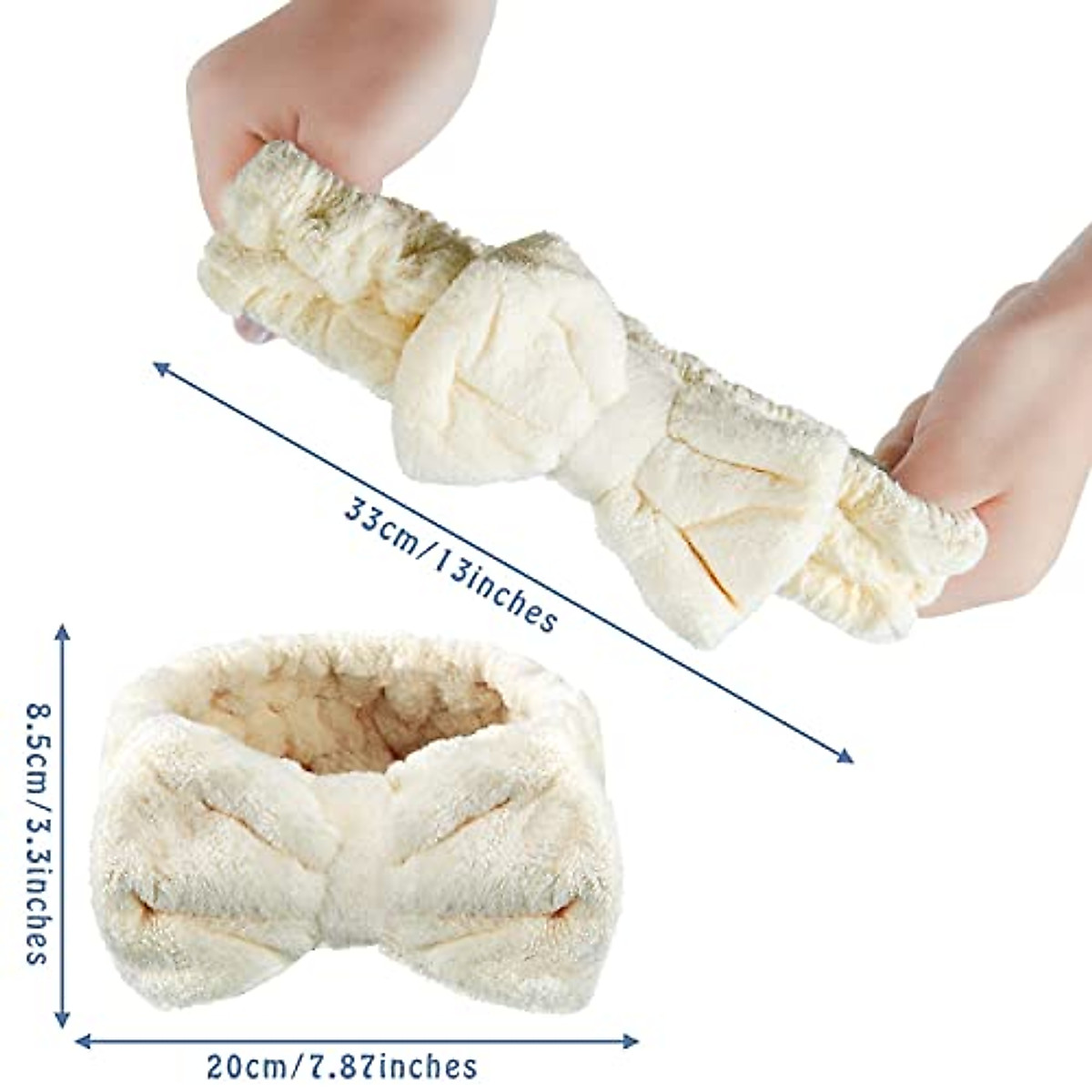 3 Pieces Towel Headbands for Women Makeup Headband for Washing Face Makeup Spa Headband, Microfiber Bowtie Shower Headband for Women(Pink, Blue, White)