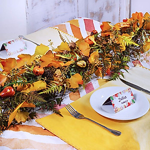 100 Pcs Autumn Thanksgiving Place Cards Fall Leave Escort Cards with Floral Leaf Prints Table Guest Seating Name Cards Number Cards Buffet Food Cards 3.5" x 2" for Harvest Party Table Setting