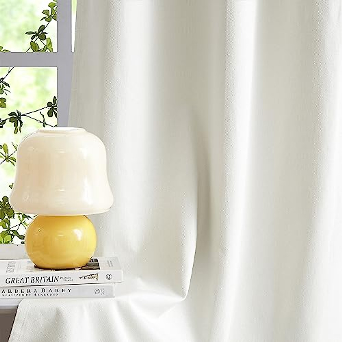 White Full Blackout Curtains for Living-Room with White Coating, Linen Textured Thermal Insulated Window Treatment Set for Bedroom Guest Room Hotel Energy Saving Curtain Panels Grommet Top 40"x84" 2pk