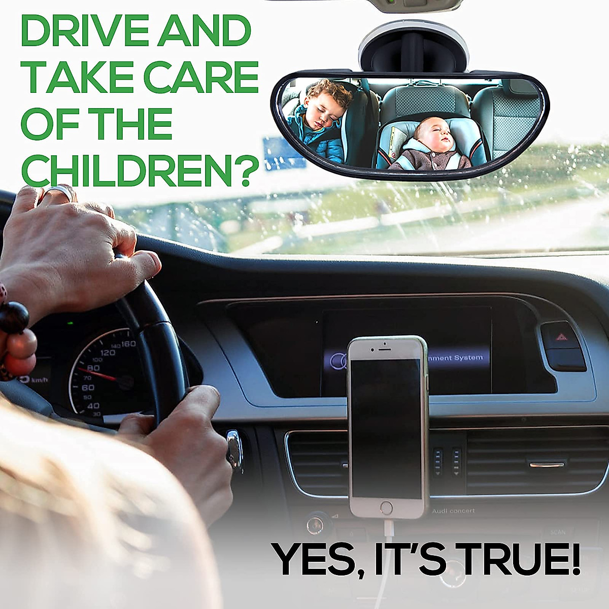 Lebogner Baby Car Mirror, Windshield Front Facing Seat Full Wide Angle View Infant Mirror, Rearview Car Seat Mirror That Attaches With A Adjustable Suction Cup, Child Safety Hanging Accessories