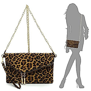 Leopard Envelope Clutch Crossbody Bag Animal Printed Bag Womens Purse