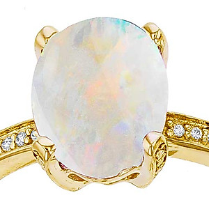 Sterling Silver Yellow 1mm Created White Sapphire Channel Set & 10x8 Oval Created Opal Engagement Ring