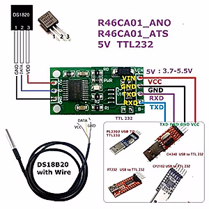 RS485 TTL DS18B20 Temperature Sensor Module Programmable Remote Control PLC RTU Serial Port Remote Acquisition Module (5V TTL with sensor)