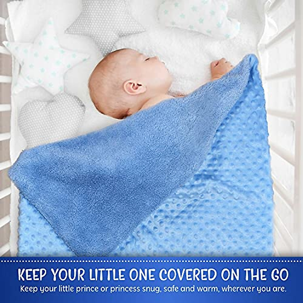 Personalized Passion Personalized Baby Blanket for Boy Swaddle Blanket with Baby’s Name & Date- Great Shower Gift- Plush and Soft Newborn Name Blanket- Cozy, Blue Color- 36/27”