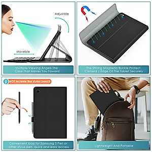 DETUOSI Backlit Keyboard Case for Samsung Galaxy Tab A7 Lite 8.7" 2021 (SM-T220/T227U) with S Pen Holder, 3 Viewing Angles Folio Leather Book Cover with Magnetic Closure + Wireless Keyboard Detachable
