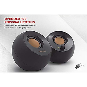 Creative Pebble 2.0 USB-Powered Desktop Speakers with Far-Field Drivers and Passive Radiators for PCs and Laptops (White)