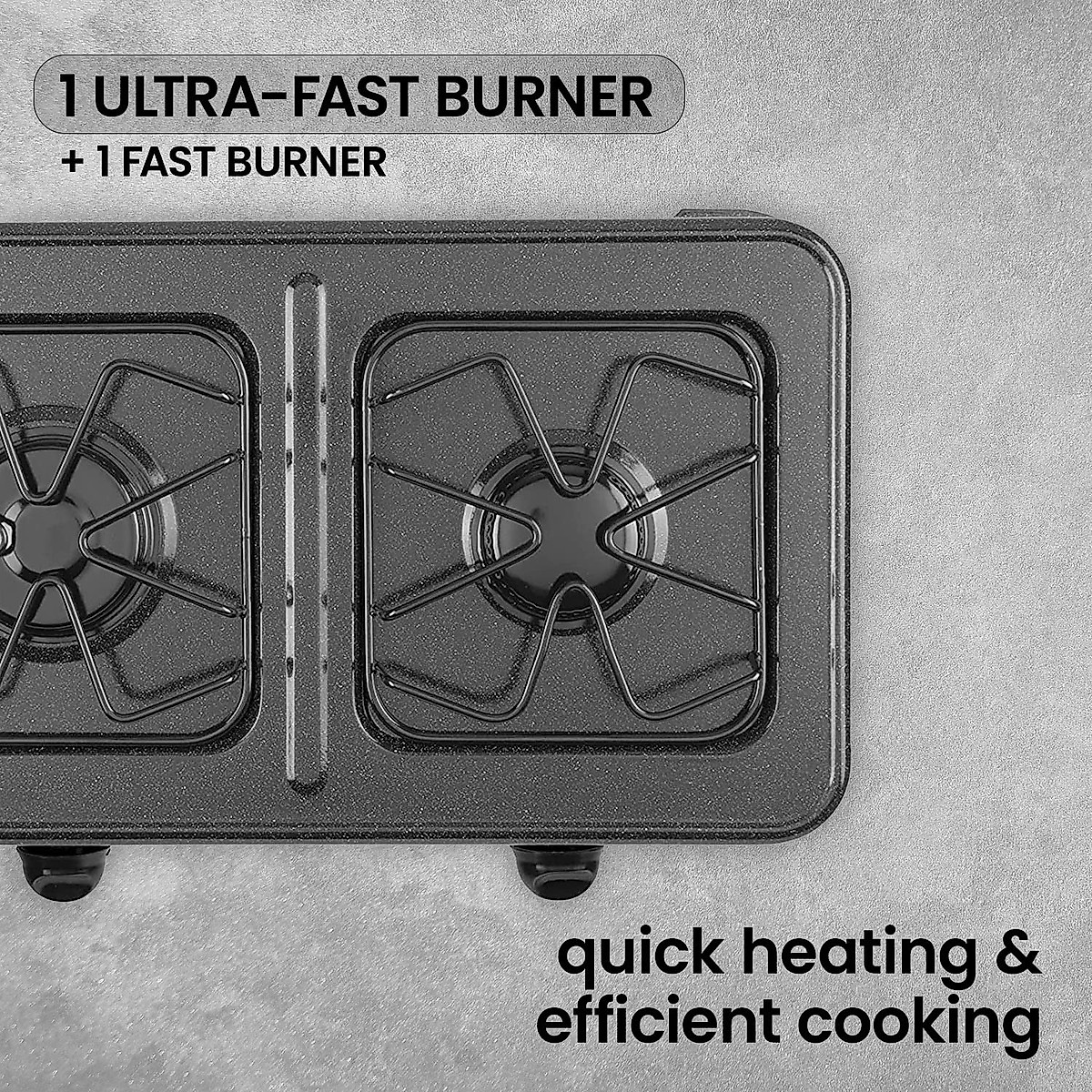 ABBA Double Burner Portable Propane StoveTop - Lightweight Alloy Steel Portable Stove - Stove for Camping, Patio & Outdoor Activities, 13.19" x 21.85" x 4.33" (Green or Black) (Black)