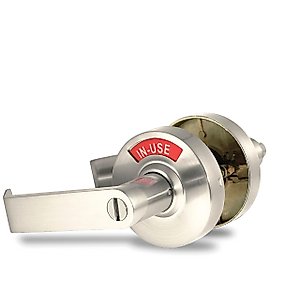 VIZILOK ADA Compliant, Single Egress Indicator Privacy Lock C5FN-L Durable ANSI Grade 2 Comp Commercial LeftHanded Non Reversible in-Use or Vacant Push Button Lever - Satin Nickel