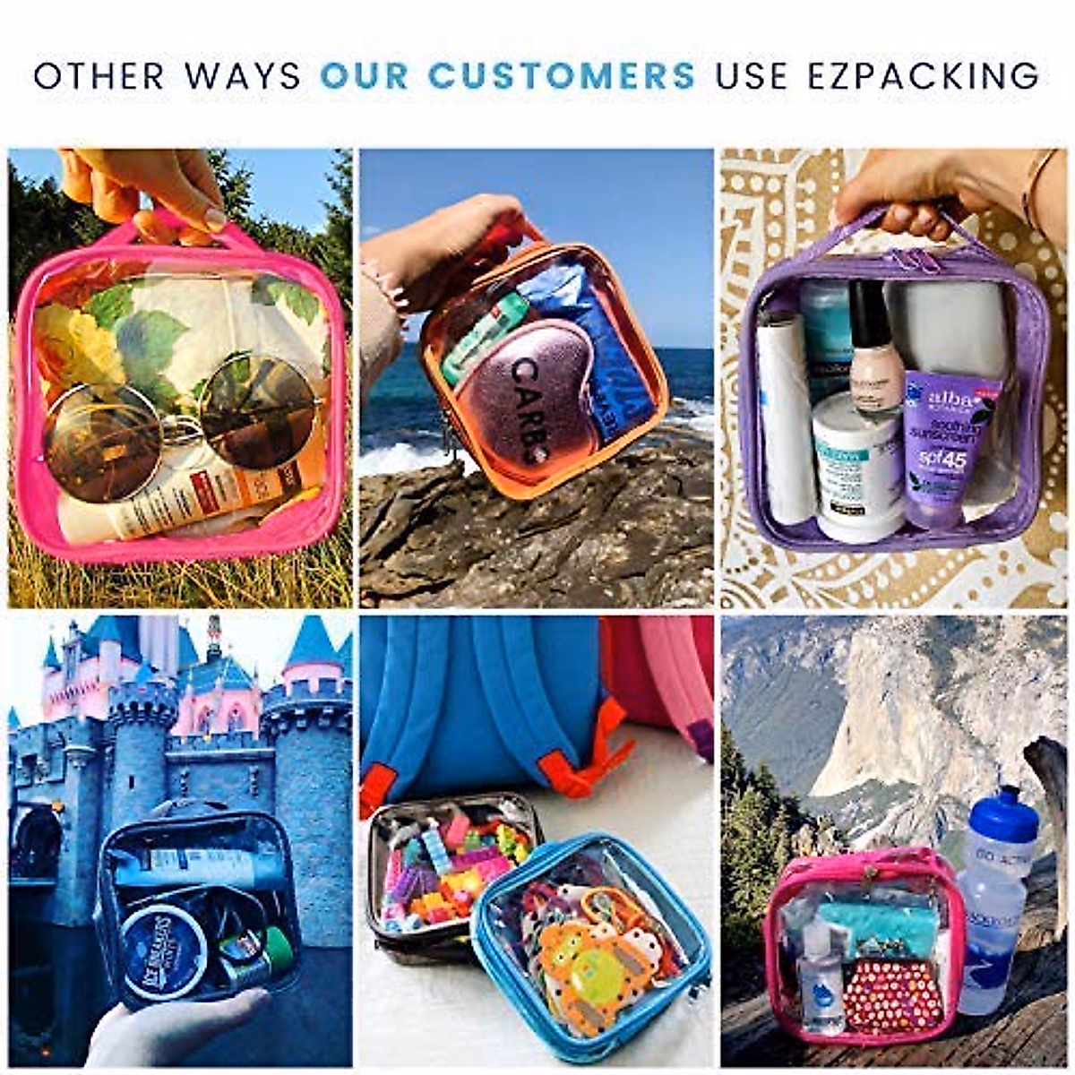 EzPacking Clear TSA Approved 3-1-1 Travel Toiletry Bag for Carry On/Quart Size Transparent Liquids Pouch for Airport Security/Reusable See Through Vinyl & PVC Plastic Organizer Men Women (Black)