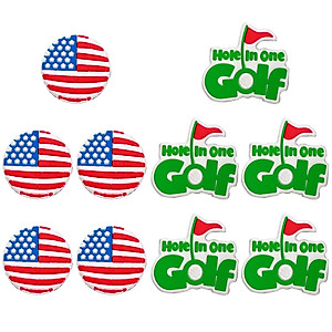 FRANKTECH Golf Club Covers 4pcs and 10pcs USA Flag Pins, Plastic Golf Head Covers for Driver Fairway Woods Hybrid, Driver Headcover Fit All Right-Handed Golf Clubs, Easy On Off, Washable, Funny