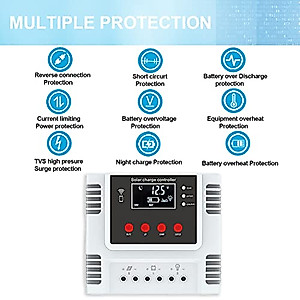 SOGTICPS 40A Solar Charge Controller 12V 24V 48V LCD Display Adjustable Charging and Discharging Parameters,WiFi Communication,for Lead Acid/Lithium Battery Charging