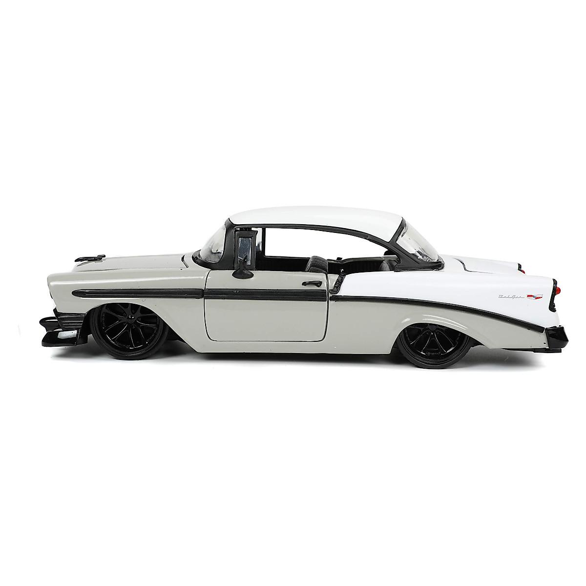 Jada Toys Bigtime Muscle 1:24 1956 Chevy Bel Air Die-cast Grey White, Toys for Kids and Adults