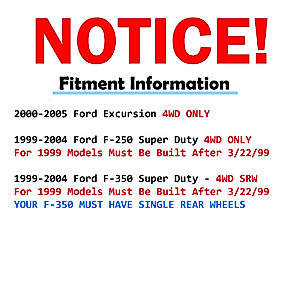 Detroit Axle - Front Brake Kit for 4WD 1999-2004 Ford F-250 F-350 Super Duty 2000-2005 Excursion Brake Rotors and Ceramic Brakes Pads Replacement : 13.03" inch Front Rotor Diameter