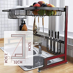 FEHUN Sinks,Stainless Steel Kitchen Sink Dish Drying Rack Drain Rack/79*32*52Cm