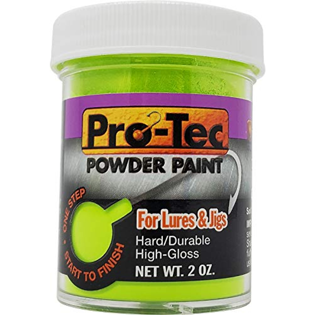 Welch Products 5 x 2oz Pro-Tec Jigs and Lures Powder Paints, Jig Head Fishing Paint, Fishing Lure Paint - High Gloss Powder Coating Paint - Hot Pink, Green & Yellow Chartreuse, Black, Blaze Orange