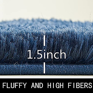 Area Rugs for Bedroom Living Room Nursery Room, 5ft x 7ft Navy Blue Fluffy Carpet for Teens Room, Shaggy Clearance Fuzzy Plush Throw Rug for Dorm