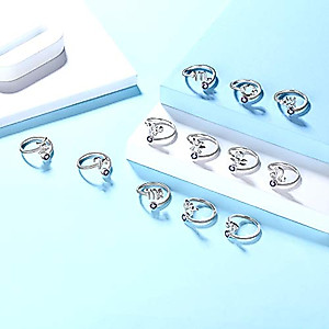 Adjustable Zodiac Sign Pisces Ring Celestial Ring with Mystic Rainbow Stone Ring for Women Boho Ring Genuine Silver February March Birthday Ring Horoscope Wedding Engagement Jewelry Ring FR0036Y