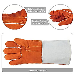 ANDANDA Leather Forge Welding Gloves, 13" Fire/Heat Resistant Gloves, Premium Split Leather, Aramid Stitching, Welding Gloves Provides Flames, Sparks and Welding Spatter Protection, Large/1 pair