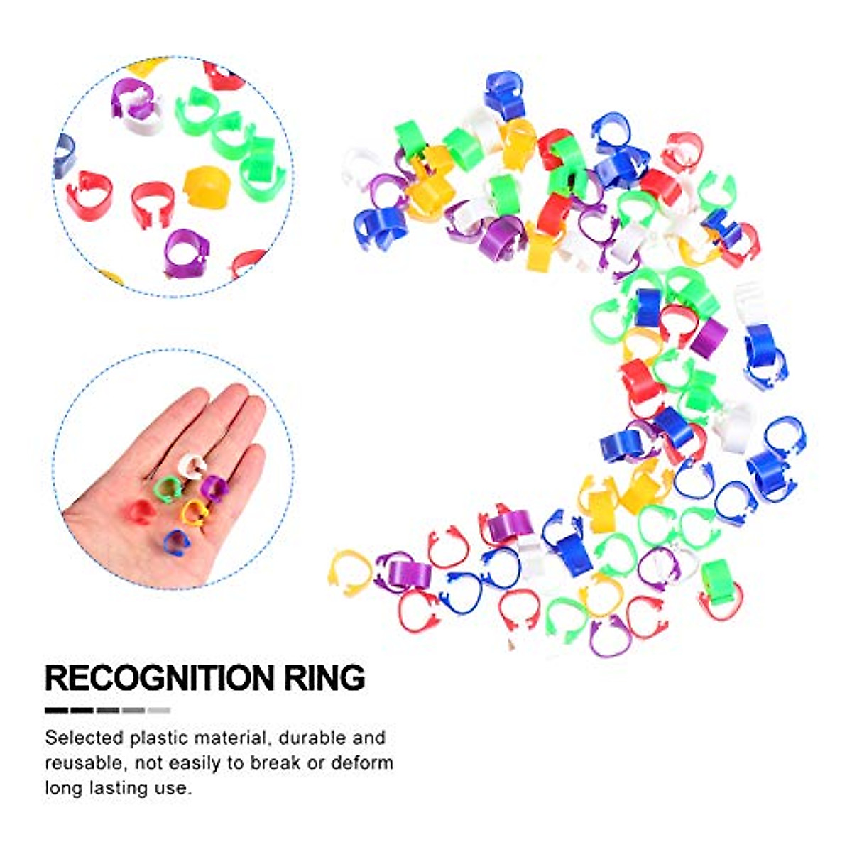 GANAZONO 200pcs 10mm Bird Ring Leg Bands Plastic Multi-Colour Pigeon Foot Bands Clip on Leg Rings for Chicks Bantam Finch Dove Lovebird Quail Small Poultry