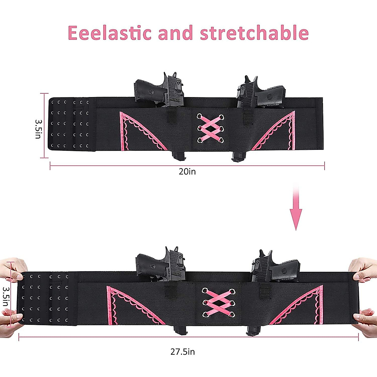 Conceal Carry Ankle Holster Gun Thigh Holster Leg for Women Sexy Hi'd'den Under Dress/Shorts Adjustable Ladies Pistol Holster Tactical for Weapons 380 Revolver Bag,Pink