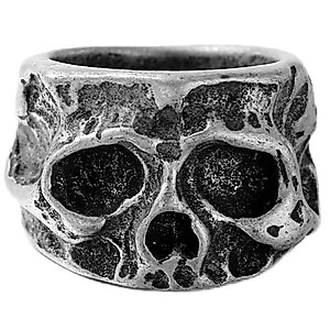 Stainless Steel Retro Vintage Antique Gothic Skull Death Biker Skeleton Cocktail Party Ring (Grey, 14)