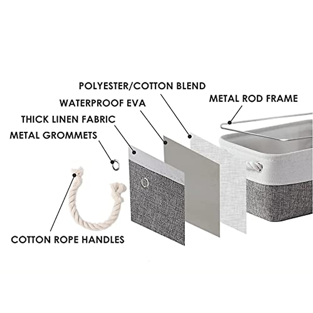 Sacyic Baskets Storage Bins 12x8x5 inch [6-Pack] Fabric Storage Baskets Cloth Baskets Empty Gift Baskets with Rope Handles Decorative Baskets for Organizing