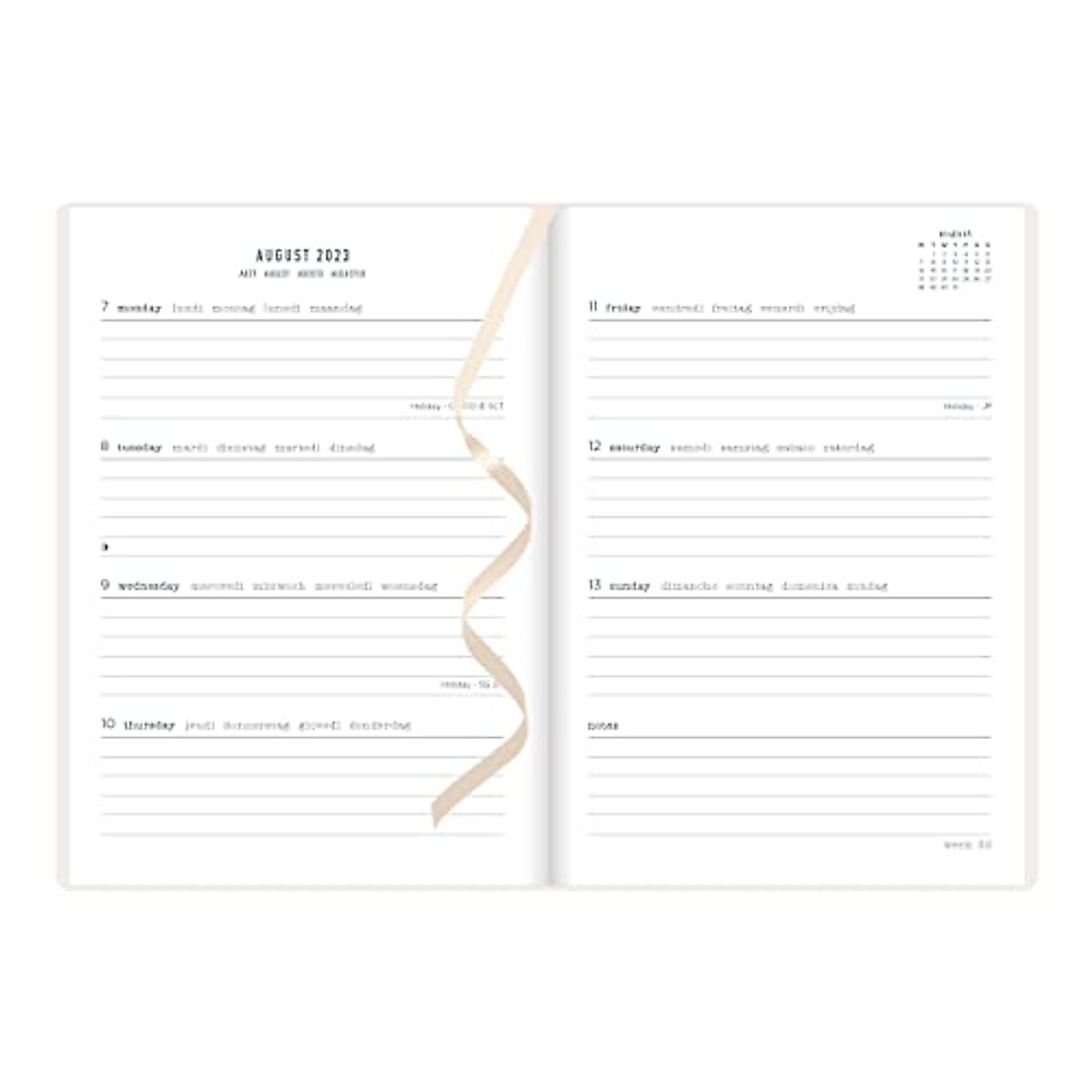 Letts of London Inspire Academic Weekly/Monthly Planner, August 2023 to July 2024, Week-to-View, Sewn Binding, Multilingual, A5 Size, 8.25" x 5.875", White (C031386-24)