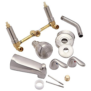 Glacier Bay Constructor 2-Handle 1-Spray Tub and Shower Faucet in Brushed Nickel (Valve Included)