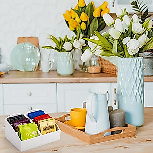 Coloch 3 Pack Plastic Sugar Packet Organizer, 3 Compartments Tea Bag Storage Caddy Divided White Food Spice Packet Holder Bin for Kitchen Pantry, Cabinet, Countertop, Snack Bar, 4.7x3x3.5 Inch